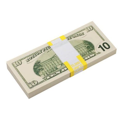 2000 Series $10s Blank Filler $1,000 Prop Money Stack – Prop Movie Money