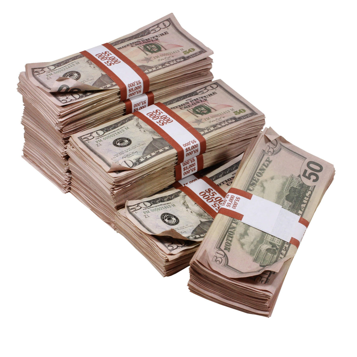 New Series $50's Aged $50,000 Full Print Prop Money Bundle – Prop Movie ...