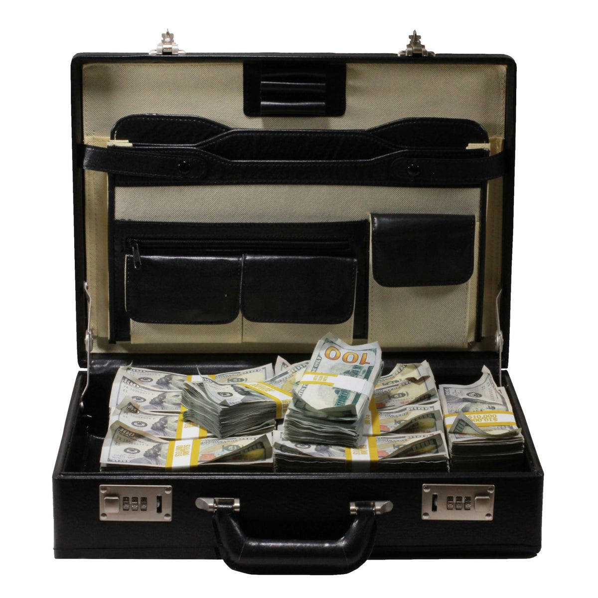 New Style $500,000 Aged Blank Filler Briefcase – Prop Movie Money