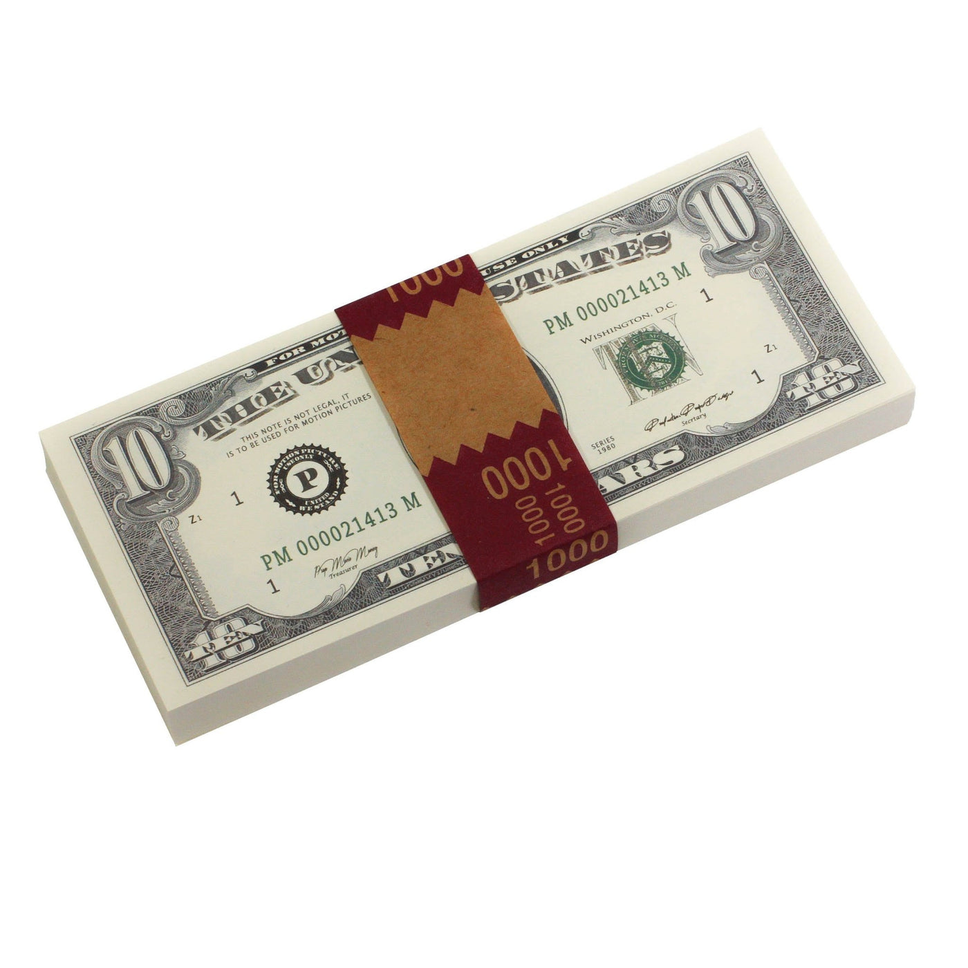 Series 1980s $10s Blank Filler $1,000 Prop Money Stack – Prop Movie Money