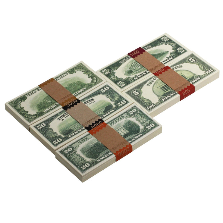 Series 1980s Mix $18,500 Blank Filler Prop Money Package – Prop Movie Money